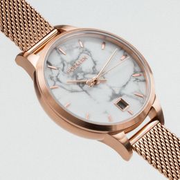 Zierliche Damenuhr Eliza von Holzkern (Wei&szlig;/Ros&eacute;gold), Edelstahl, Minimalistisch