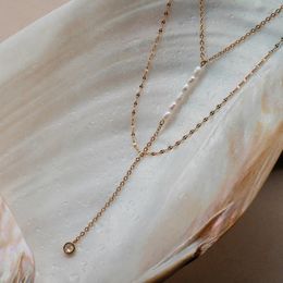 Holzkern Summersweet Halskette Damen Zirkonia und Perle