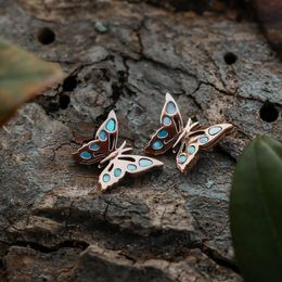 Holzkern Fritillary Ohrringe Damen Ros&eacute; und Perlmutt