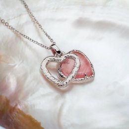Holzkern Amorance Halskette Damen Silber und Quarz