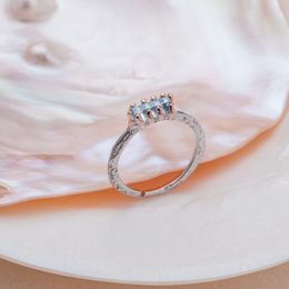 Holzkern Silverstream Ring Ros&eacute;gold und Aquamarin