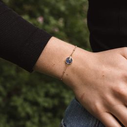 Holzkern Opacity Armband Damen Ros&eacute; und Blauer Marmor