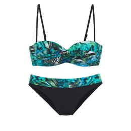 Vivance Damen B&uuml;gel-Bandeau-Bikini, t&uuml;rkis bedruckt, Gr&ouml;&szlig;e 34B