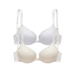 petite fleur by Lascana Damen Push-up-BH, wei&szlig; + puder, Gr&ouml;&szlig;e 85C