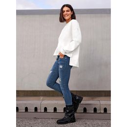 Inspirationen Damen Bequeme Jeansblau, stone, washed, Gr. 38, unifarben, 95% Baumwolle, 3% Polyester, 2% Elasthan, Jeans