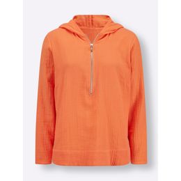 WITT Damen Langarmbluse mit Kapuze, orange, Gr&ouml;&szlig;e 38