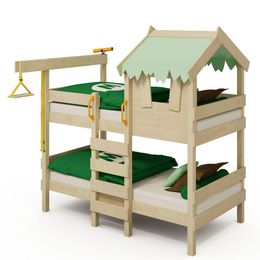 CrAzY Huggy Kojenbett 90x200 cm - Massivholz Etagenbett f&uuml;r Kinder mit Dach und Leiter - Abenteuer Hochbett f&uuml;r Spiel und Schlaf - Wickey