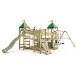 Spielturm Smart King Kletterturm mit Rutsche - Abenteuer Spielplatz Massivholz Garten - Gro&szlig;es Kletterger&uuml;st f&uuml;r Kinder mit Sandkasten - Wickey