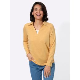 WITT Damen Poloshirt mit seitlicher Knopfleiste, ocker-meliert, Gr&ouml;&szlig;e 44
