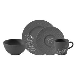 Villeroy & Boch Villeroy & Boch Fr&uuml;hst&uuml;cksservice Manufacture Rock Mickey, Schwarz, Keramik, 4-teilig, Maus, Essen & Trinken, Geschirr, Geschirr-Sets, Kaffeeservice