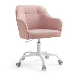 Drehstuhl, Pink, Metall, Textil, F&uuml;llung: Baumwollf&uuml;llung, Drehkreuz, 64x86x64 cm, Sitzfl&auml;che 360&deg; drehbar, inklusive Armlehnen, Arbeitszimmer, B&uuml;rost&uuml;hle, Drehst&uuml;hle