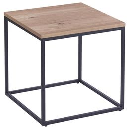 Ti'me Couchtisch, Natur, Schwarz, Metall, Holzwerkstoff, quadratisch, eckig, 45x45x45 cm, einfacher Aufbau, Wohnzimmer, Wohnzimmertische, Couchtische, Couchtische Metall