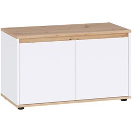 CARRYHOME Garderobenbank Malea, Wei&szlig;, Eiche Artisan, 1-Sitzer, 83.4x50x41.2 cm, Garderobe, Garderobenb&auml;nke, Garderobenb&auml;nke