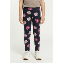 Tom Tailor M&auml;dchen Leggingssmall dunkelblau flower print, Gr. 104, bedruckt, Web, Obermaterial: 70% Polyester, 28% Baumwolle, 2% Elasthan, Hosen, mit