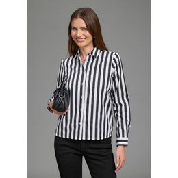 Laura Scott Damen Klassische Blusewei&szlig;, Gr. 36, gestreift, Web, Obermaterial: 65% Polyester, 35% Baumwolle, Blusen, figurumspielende Passform, mit