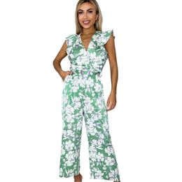 AX Paris - Jumpsuit f&uuml;r Damen, Mit G&uuml;rtel, R&uuml;schen (Gr&uuml;n)