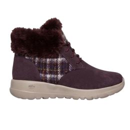 Skechers - "Go Joy" Karo Sneaker f&uuml;r Damen, Wildleder (Burgunderrot)
