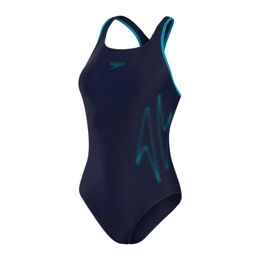 Speedo - Badeanzug f&uuml;r Damen, Racerback (Schwarz/Gr&uuml;n)