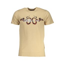 Cavalli Class Beiges Baumwoll-Herren-T-Shirt