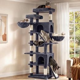 FEANDREA Kratzbaum gro&szlig;,206cm hoch, f&uuml;r Gro&szlig;e Katzen,Mehrkatzenhaushalt dunkelgrau