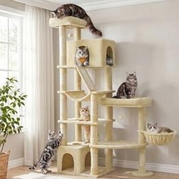 FEANDREA Kratzbaum, 188,2 cm hoch, Katzenbaum, f&uuml;r gro&szlig;e Katzen, Katzenkratzbaum beige