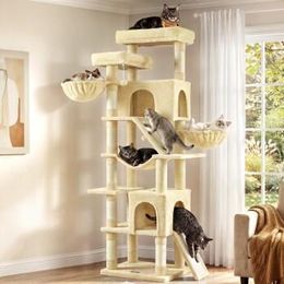 FEANDREA Kratzbaum gro&szlig;,206cm hoch, f&uuml;r Gro&szlig;e Katzen,Mehrkatzenhaushalt beige
