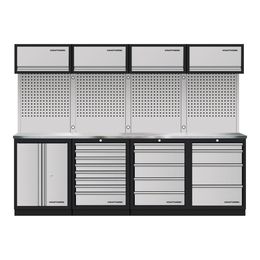 Kraftwerk Mobilio 4er Kombi, 4x Oberschrank,Lochwand, Edelstahl (3964K-S854-K4IX)
