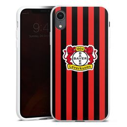 DeinDesign iPhone Xr Handy Silikon H&uuml;lle Case wei&szlig; Handyh&uuml;lle Official Licensed Product Stripes Bayer 04 Leverkusen Silikon Case