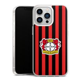DeinDesign iPhone 13 Pro Handy Silikon H&uuml;lle Case transparent Handyh&uuml;lle Official Licensed Product Stripes Bayer 04 Leverkusen Silikon Case