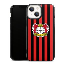 DeinDesign iPhone 13 Mini Handy Slim Case extra d&uuml;nn Silikon Handyh&uuml;lle schwarz H&uuml;lle Official Licensed Product Stripes Bayer 04 Leverkusen Silikon Slim Case