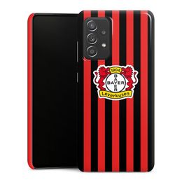 DeinDesign Galaxy A52s 5G Handy Premium Case Smartphone Handyh&uuml;lle Schutzh&uuml;lle gl&auml;nzend Official Licensed Product Bayer 04 Leverkusen Stripes Premium Case