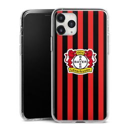 DeinDesign iPhone 11 Pro Max Handy Silikon H&uuml;lle Case transparent Handyh&uuml;lle Official Licensed Product Stripes Bayer 04 Leverkusen Silikon Case