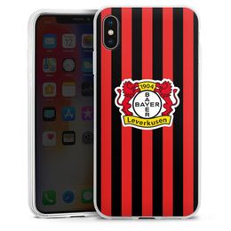 DeinDesign iPhone Xs Max Handy Silikon H&uuml;lle Case transparent Handyh&uuml;lle Official Licensed Product Stripes Bayer 04 Leverkusen Silikon Case