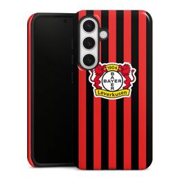 DeinDesign Galaxy S24 Handy Panzer Handyh&uuml;lle robuste Outdoor H&uuml;lle Schutzh&uuml;lle gl&auml;nzend Official Licensed Product Stripes Bayer 04 Leverkusen Tough Case