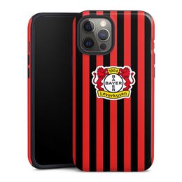 DeinDesign iPhone 12 Pro Max Handy Panzer Handyh&uuml;lle robuste Outdoor H&uuml;lle Schutzh&uuml;lle gl&auml;nzend Official Licensed Product Bayer 04 Leverkusen Stripes Tough Case