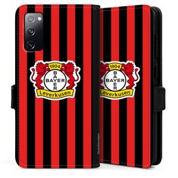 DeinDesign Galaxy S20 Handy Klapph&uuml;lle Handyh&uuml;lle aus Kunst Leder schwarz Flip Case Stripes Bayer 04 Leverkusen Official Licensed Product Sideflip mit Lasche