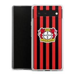 DeinDesign Google Pixel 6 Handy Silikon H&uuml;lle Case transparent Handyh&uuml;lle Official Licensed Product Stripes Bayer 04 Leverkusen Silikon Case