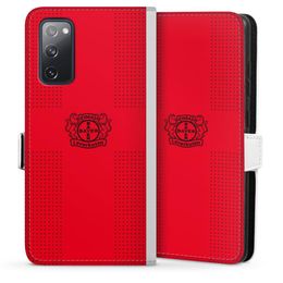 DeinDesign Galaxy S20 FE 5G Handy Klapph&uuml;lle Handyh&uuml;lle aus Kunst Leder wei&szlig; Flip Case Logo Bayer 04 Leverkusen Official Licensed Product Sideflip mit Lasche