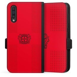 DeinDesign Galaxy A50 Handy Klapph&uuml;lle Handyh&uuml;lle aus Kunst Leder schwarz Flip Case Logo Bayer 04 Leverkusen Official Licensed Product Sideflip mit Lasche