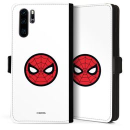DeinDesign Huawei P30 Pro Handy Klapph&uuml;lle Handyh&uuml;lle aus Kunst Leder schwarz Flip Case Merchandise Marvel Spiderman Sideflip mit langer Lasche