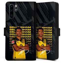 DeinDesign Huawei P30 Pro Handy Klapph&uuml;lle Handyh&uuml;lle aus Kunst Leder schwarz Flip Case Borussia Dortmund Jobe Bellingham Bvb Sideflip mit langer Lasche