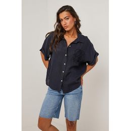 Le Monde du Lin Leinen-Bluse in Schwarz - 84% | Gr&ouml;&szlig;e 36/38 | Damen-blusen