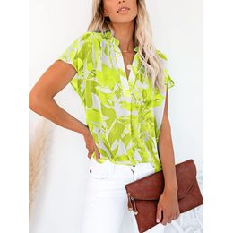 Milan Kiss Bluse in Gr&uuml;n/ Wei&szlig; - 62% | Gr&ouml;&szlig;e M | Damen-blusen