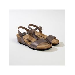 BACKSUN Leder-Keilsandaletten "Calabria" in Grau - 64% | Gr&ouml;&szlig;e 36 | Damen-sandalen