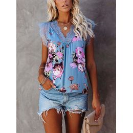 LA Angels Bluse in Hellblau/ Rosa - 72% | Gr&ouml;&szlig;e L | Damen-blusen