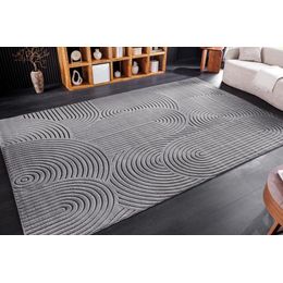 Riess Ambiente 3D strukturierter Kurzflor Teppich ART DECO 350x230cm grau Hoch-Tief-Effekt Riess-Ambiente rechteckig Boheme Modern Skandinavisch