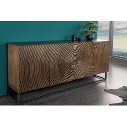 Riess Ambiente Massives Sideboard ZEN CIRCLES 160cm dunkelbraun Mangoholz 3D-Design Riess-Ambiente Asiatisch Glamour Industrie & Loft Natur