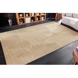Riess Ambiente 3D strukturierter Kurzflor Teppich ART DECO 350x230cm taupe Hoch-Tief-Effekt Riess-Ambiente rechteckig Boheme Modern Skandinavisch
