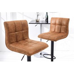 Riess Ambiente H&ouml;henverstellbarer Barhocker MODENA vintage braun Microfaser Metall schwarz mit Lehne drehbar Polsterstuhl Riess-Ambiente f&uuml;r K&uuml;che Tresenhocker...