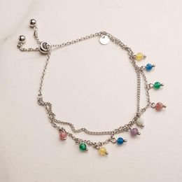 Holzkern Free Play Armband Damen Silber und Regenbogen